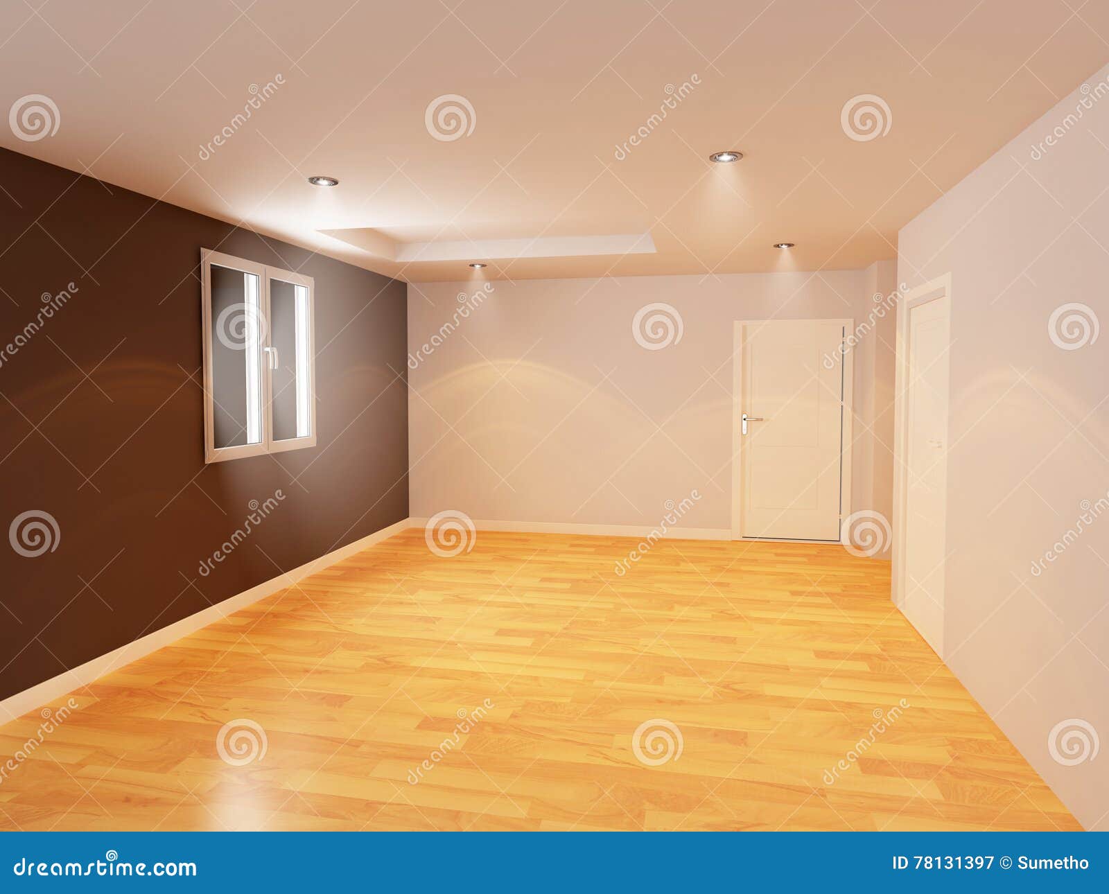 Empty Room Color Wall with Wooden Floor, Stock Illustration ...