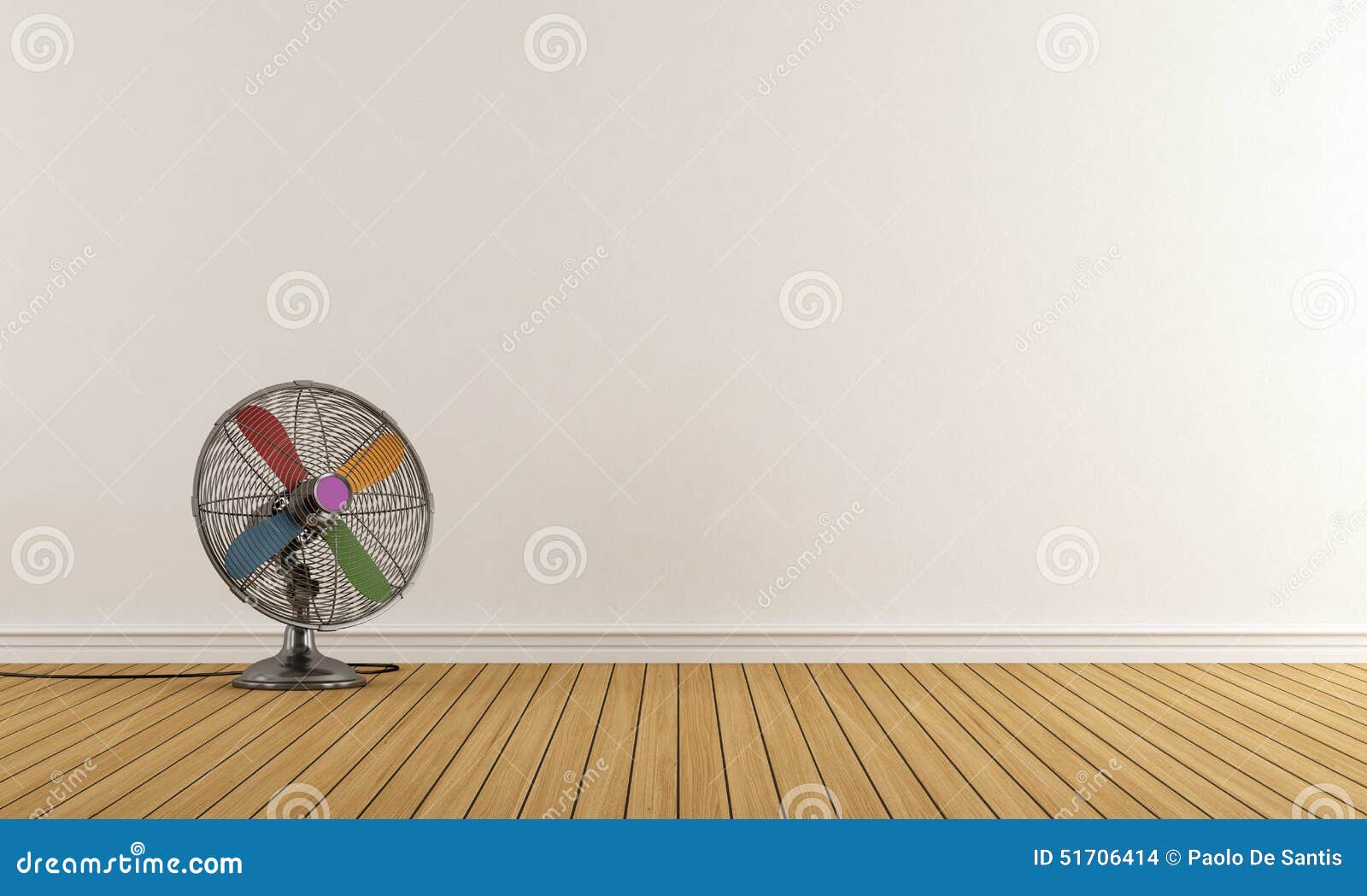 Empty Room with Colorful Fan Stock Illustration - Illustration of ...