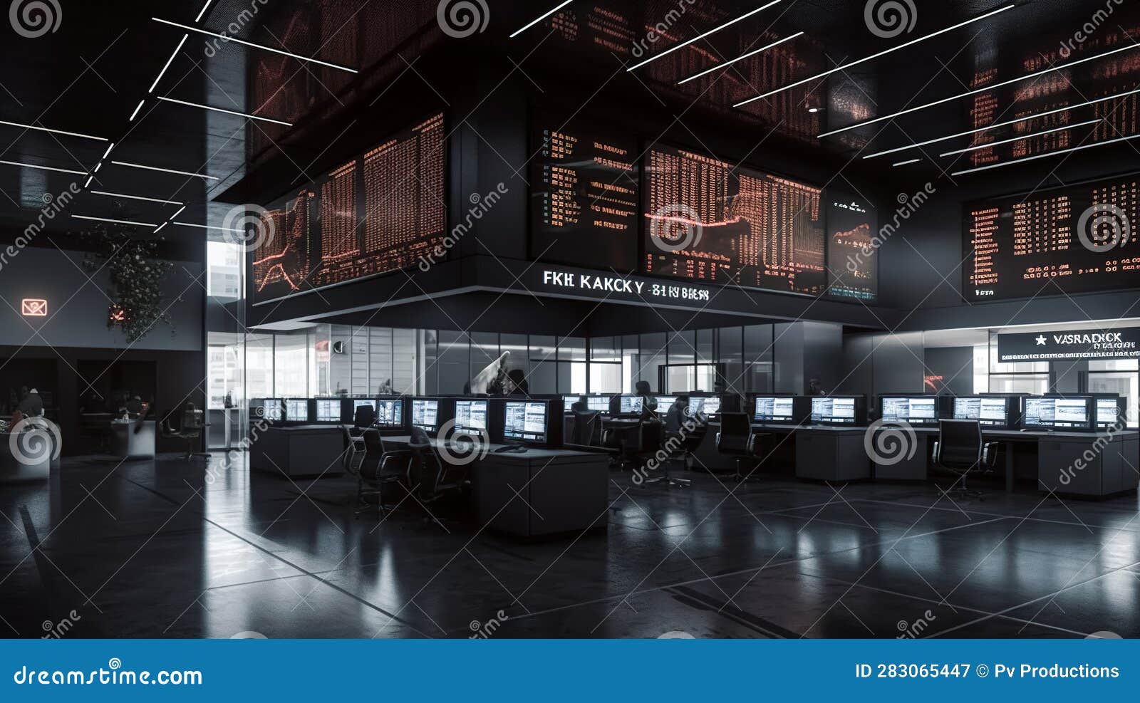 Empty Room with Computers, Futuristic Digital Technology Concept ...