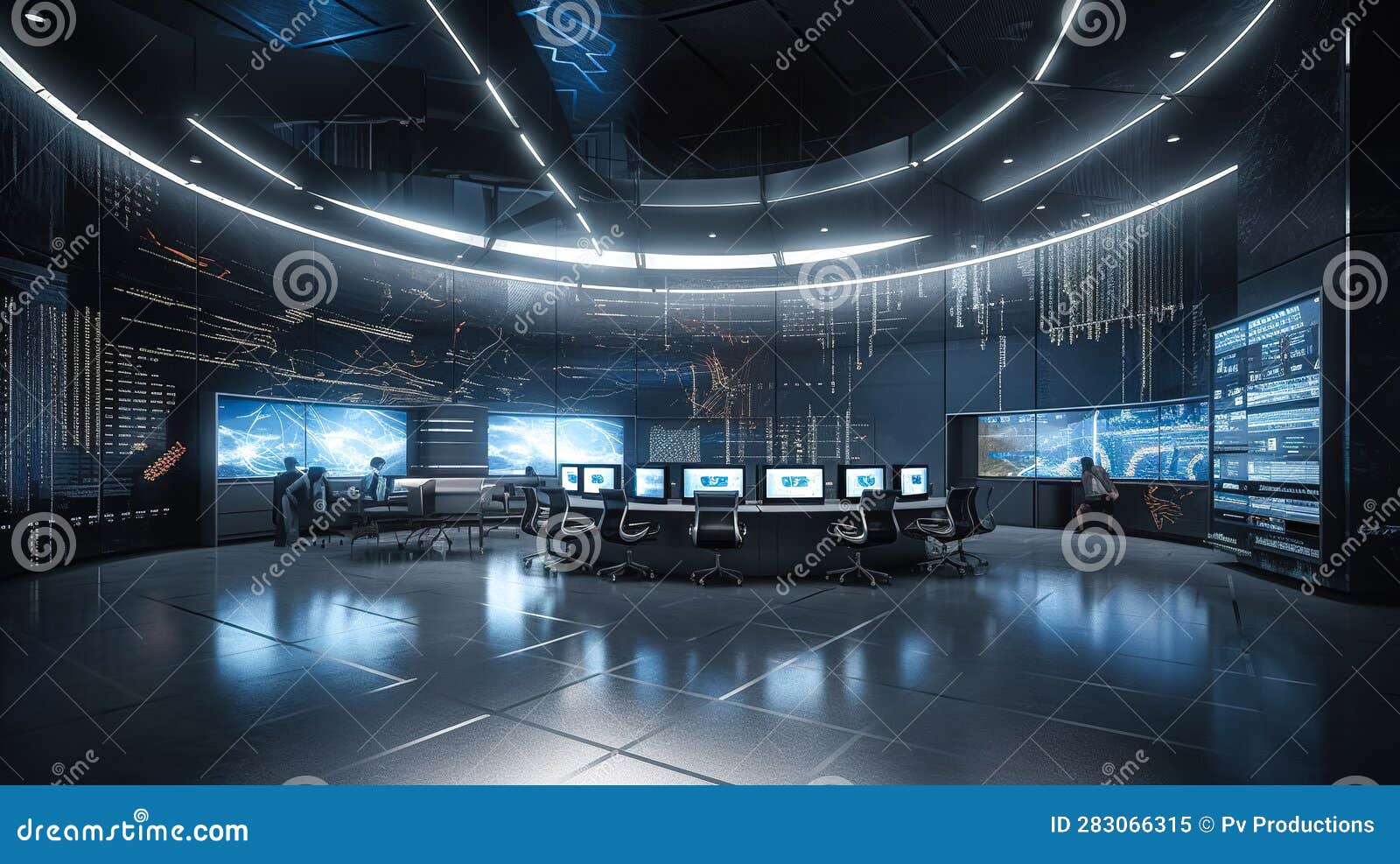 Empty Room with Computers, Futuristic Digital Technology Concept ...