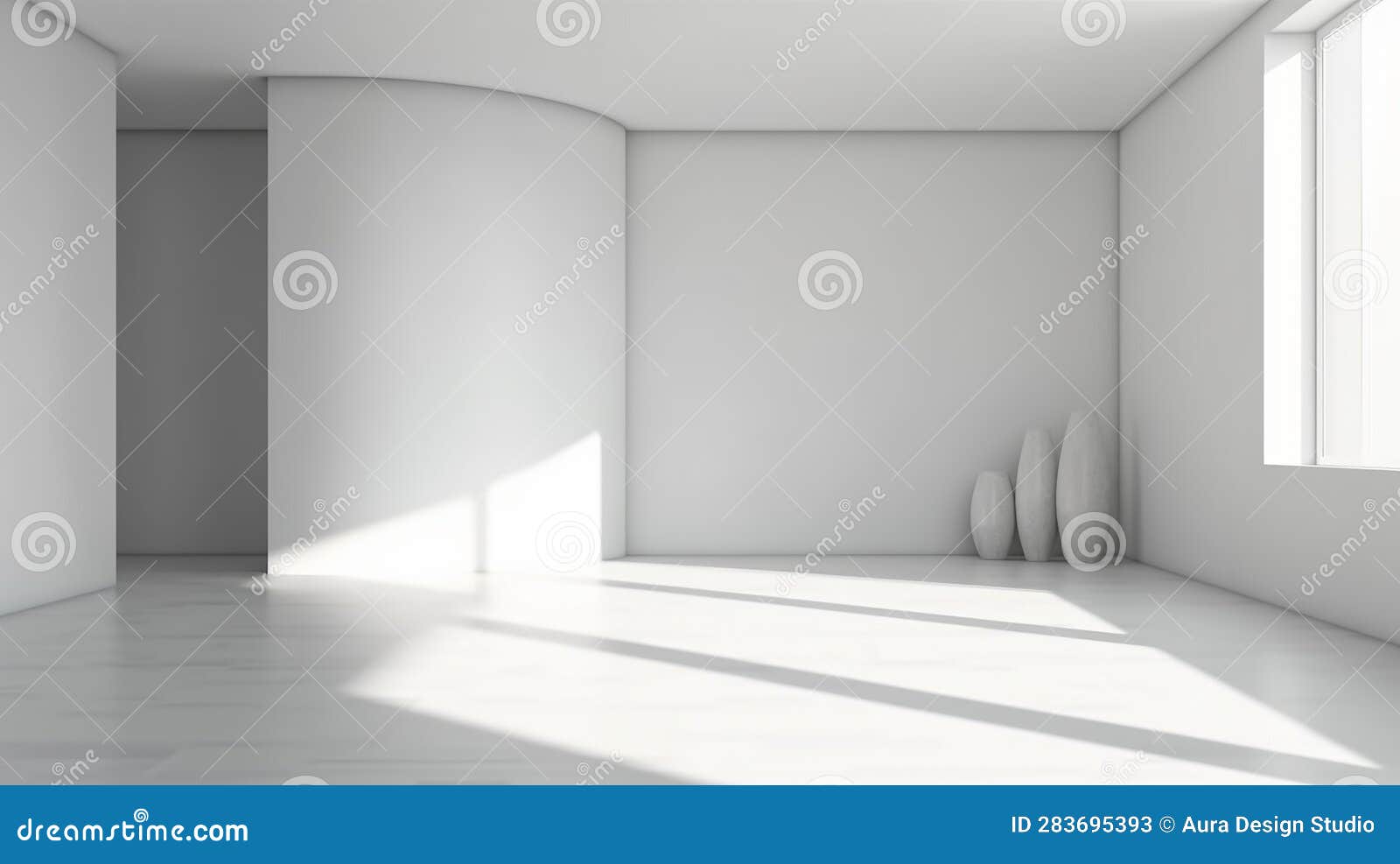 Empty Room Corner of Smooth White Wall and Floor in Sunlight. Stock ...