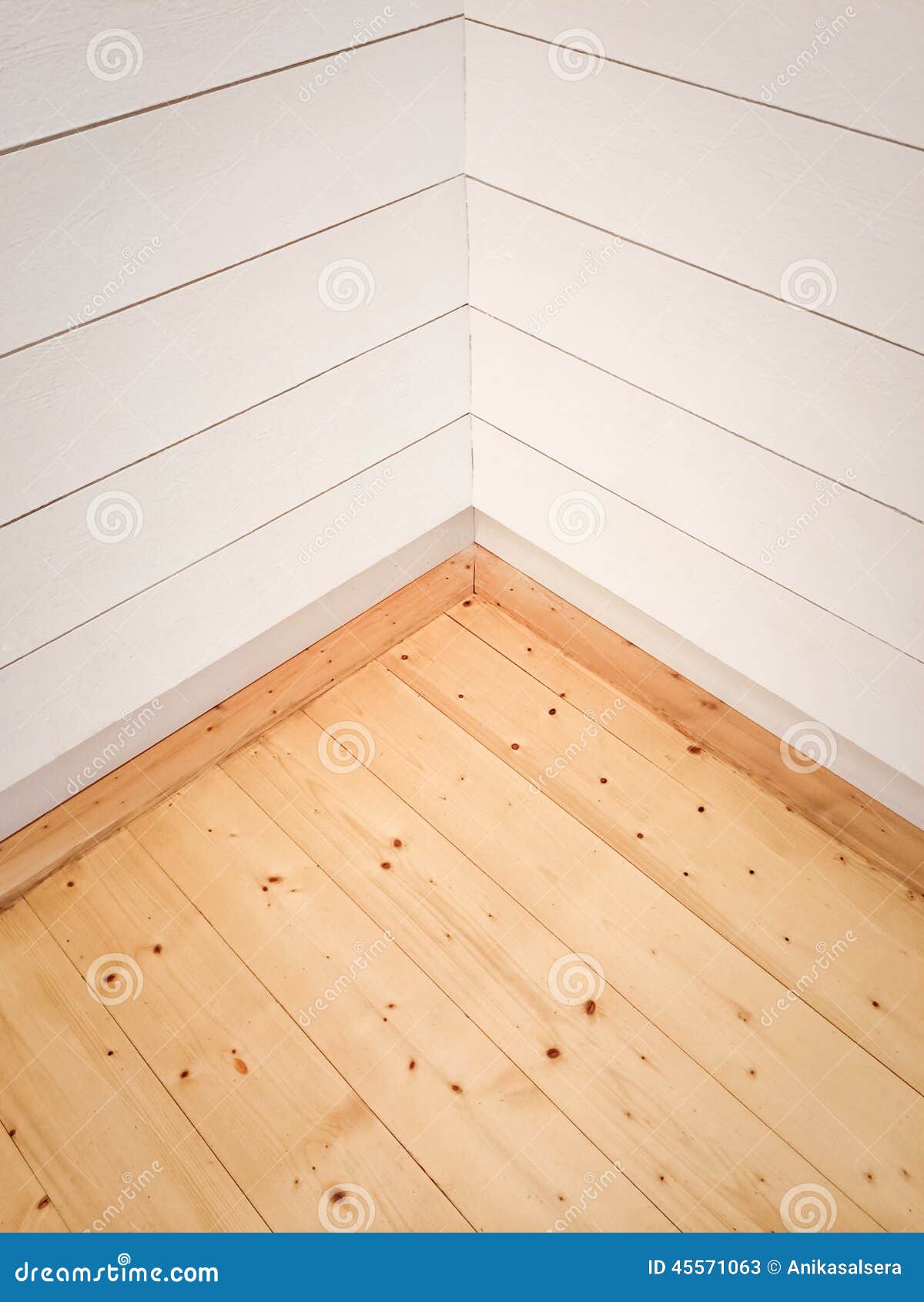 Empty Room Corner with Wooden Floor Stock Image - Image of room ...