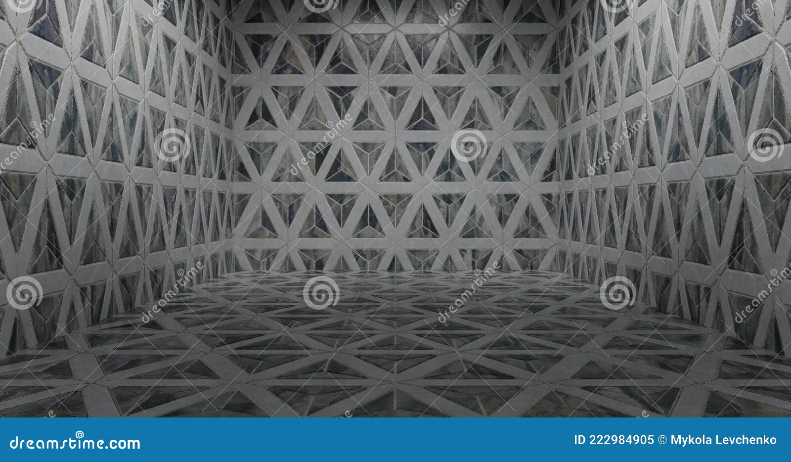 Empty Room Covered with Triangular Tiles 3d-rendering Stock ...
