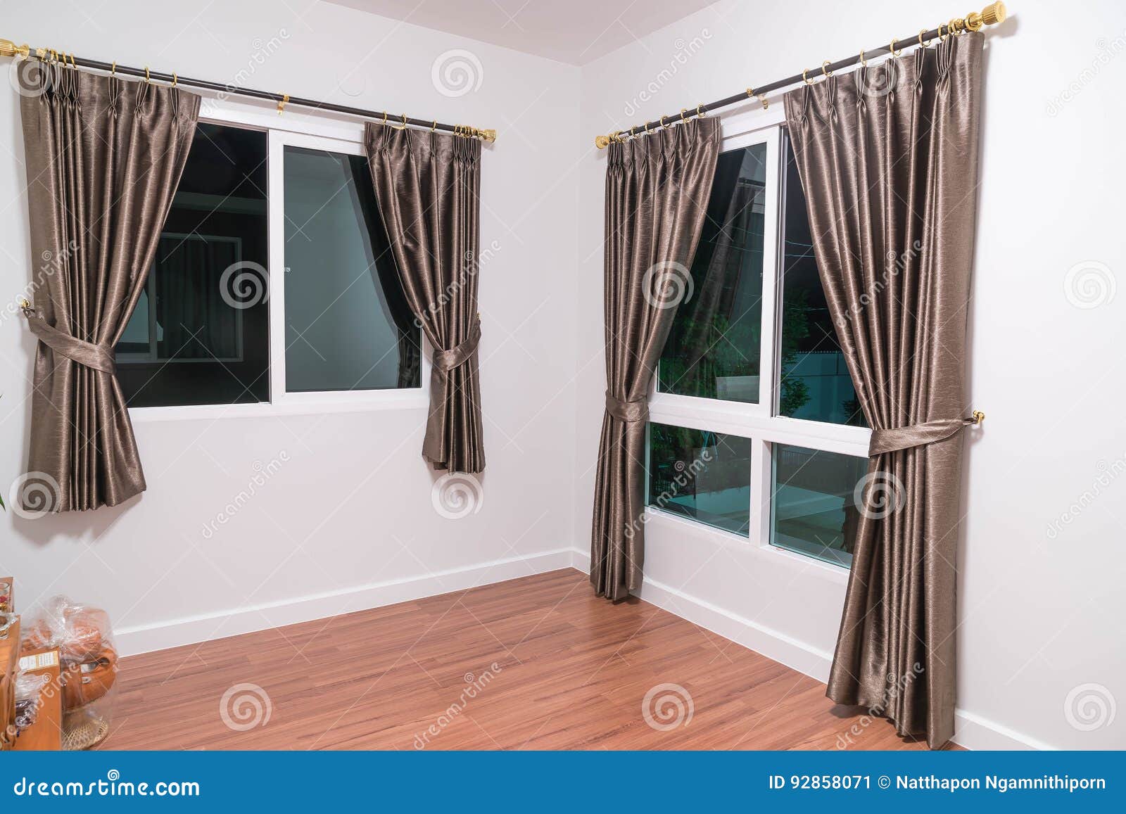 Empty room with curtains stock image. Image of inside - 92858071
