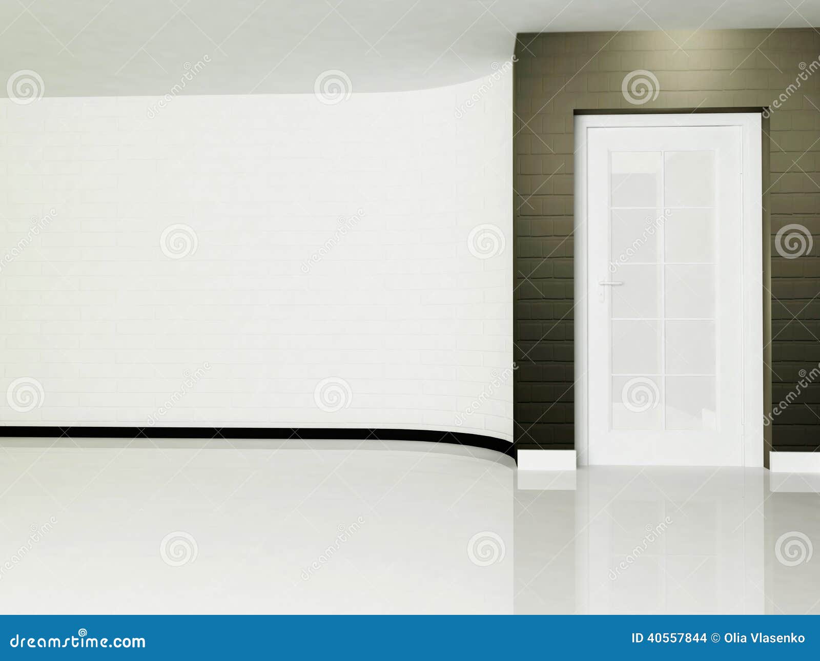 Empty room with a door stock illustration. Illustration of fashion ...