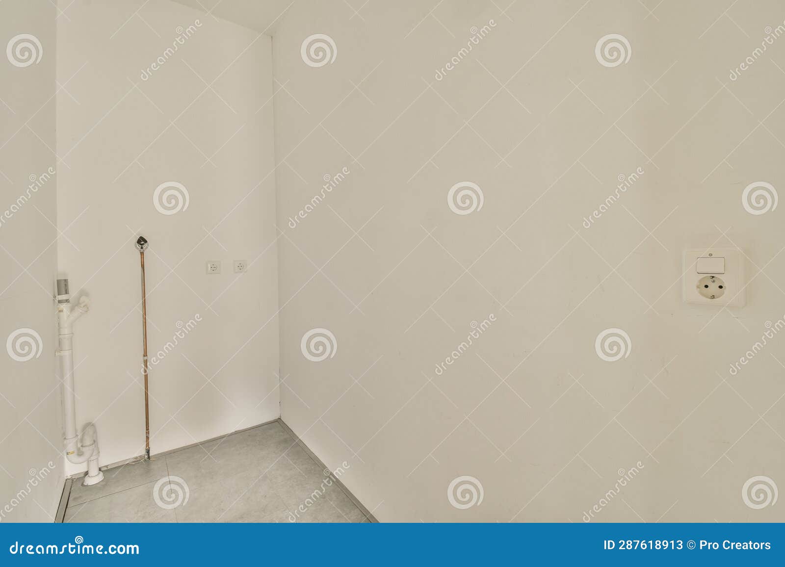 An Empty Room with an Electrical Outlet on the Wall Stock Image - Image ...