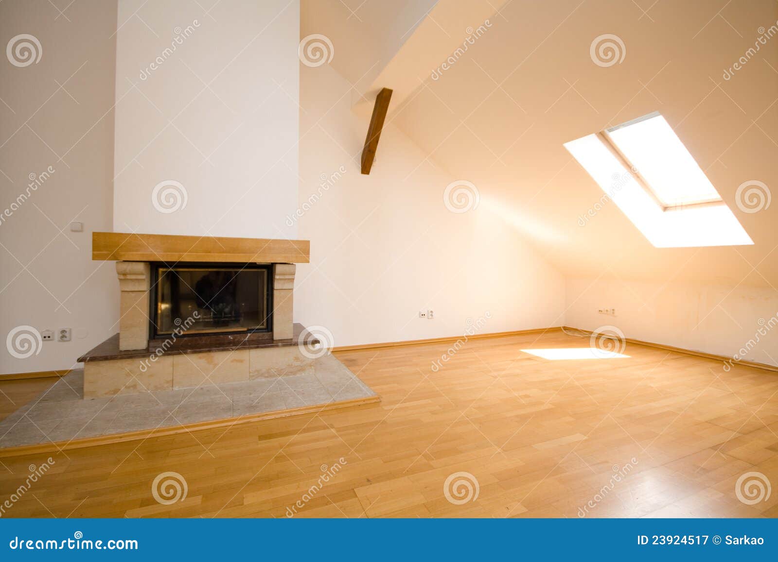 Empty room with fireplace stock image. Image of room - 23924517