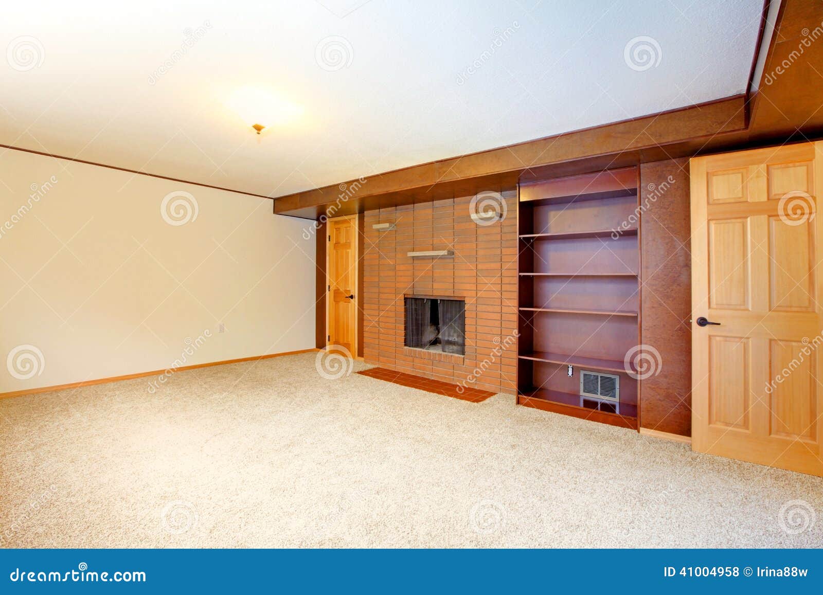 Empty room with fireplace stock photo. Image of brick - 41004958