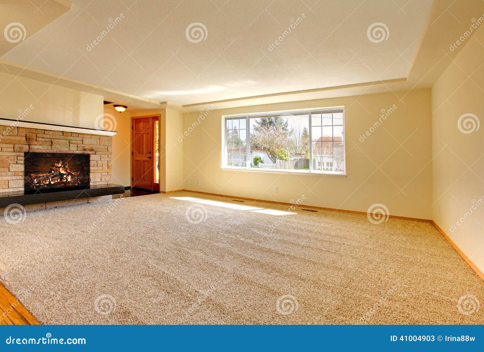 Empty room with fireplace stock image. Image of interior - 41004903