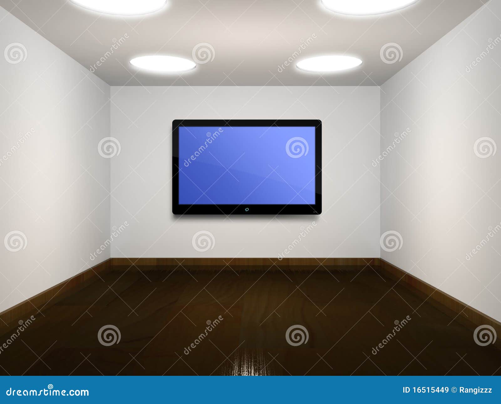 Empty Room with Flat Screen TV Stock Illustration - Illustration of ...