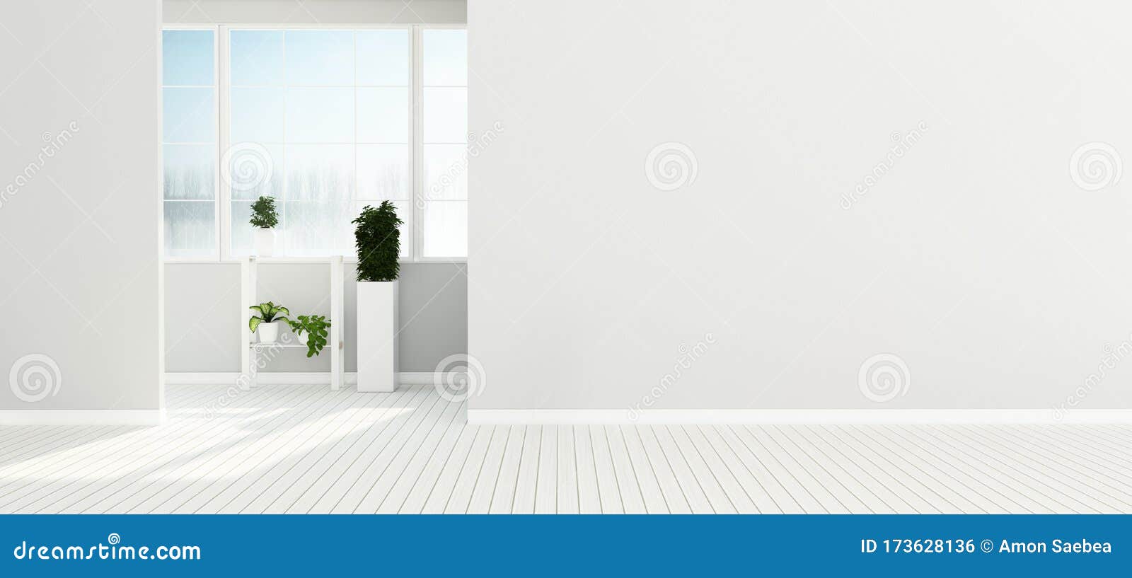 Empty Room with Flower Pot and White Shelf .Relax Space in Dome Stock ...