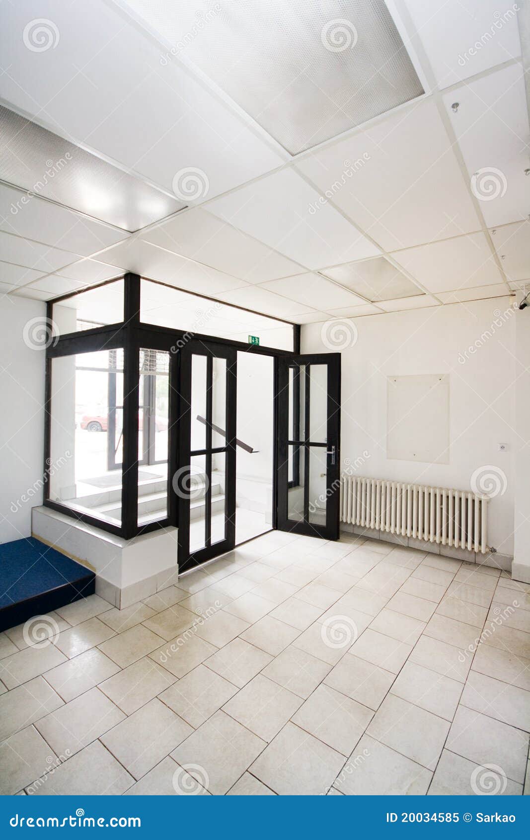 Empty Room with Glass Entrance Stock Image - Image of interior, office ...