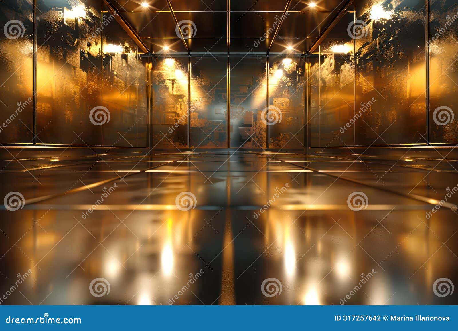 Empty Room with Glossy Reflection Walls, Floor and Ceiling, Abstract ...