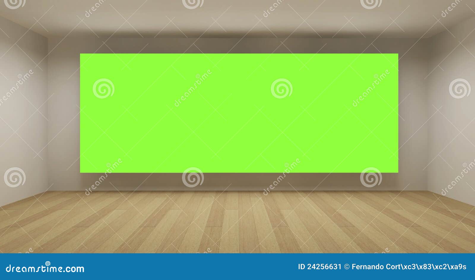 Empty Room with Green Chroma Key Backdrop Stock Illustration ...