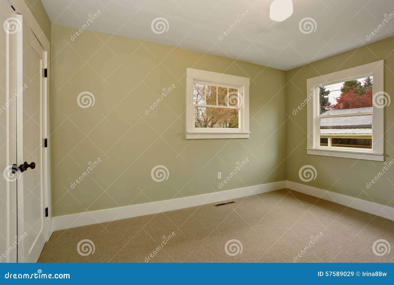 Empty Room with Green Interior and Carpet. Stock Image - Image of room ...