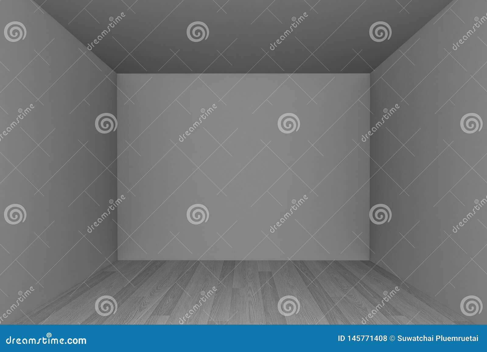 Empty Room ,grey Wall with Wood Floor Stock Illustration - Illustration ...