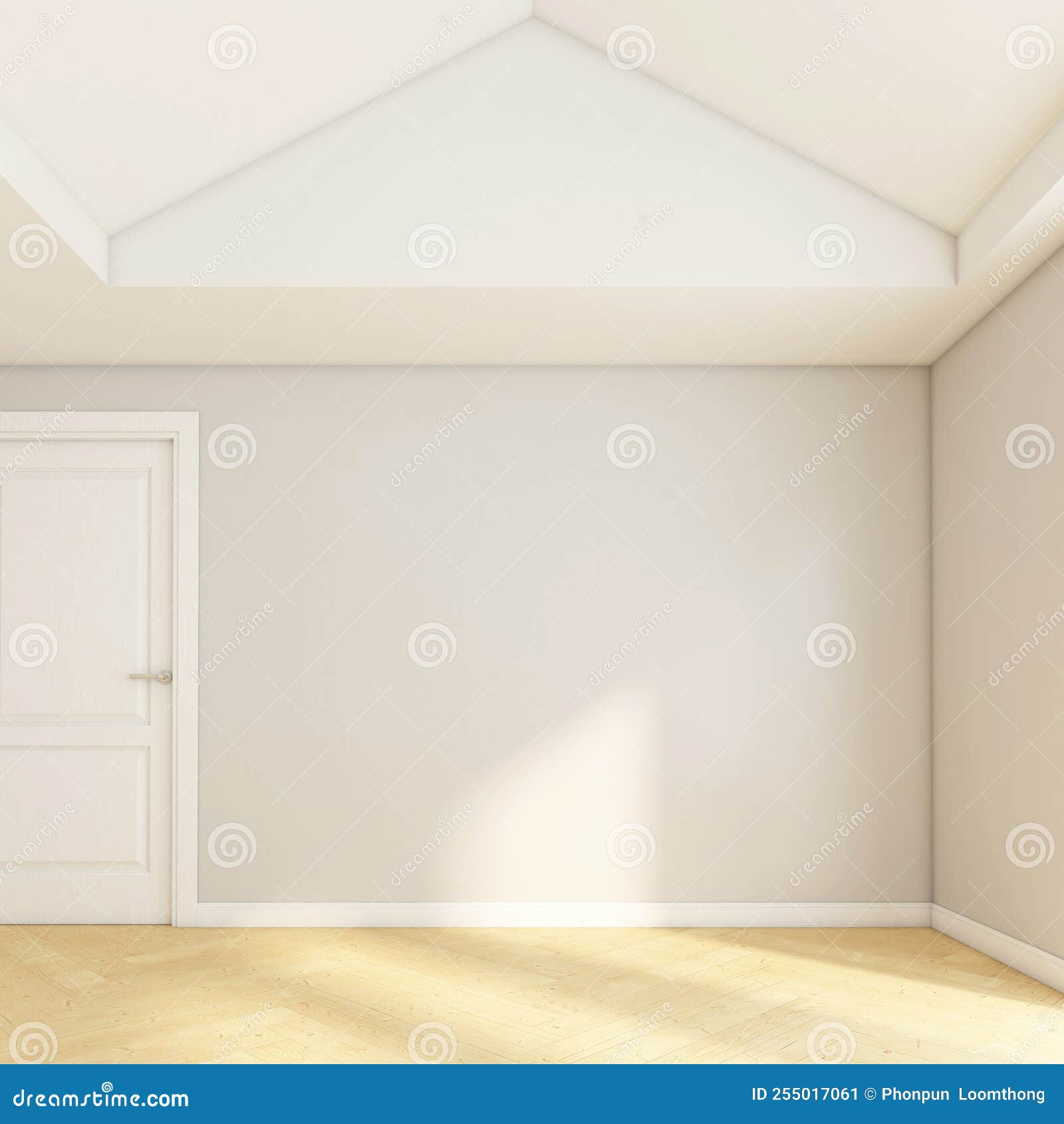 Modern Empty Room with Grey Wall and Wood Floor. 3D Rendering Stock ...