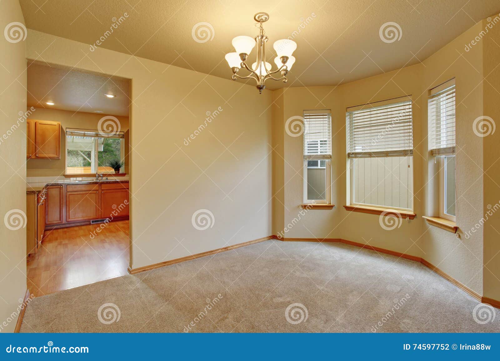Empty Room Interior with Carpet Floor Stock Photo - Image of wall ...