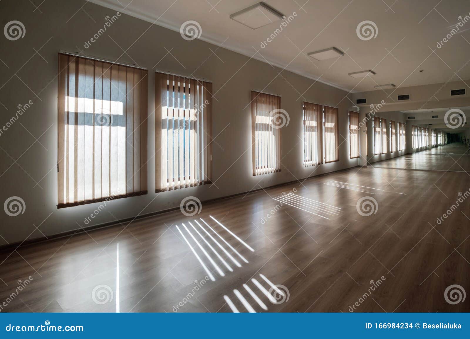Empty Room Interior with Closed Windows Stock Photo - Image of blinds ...