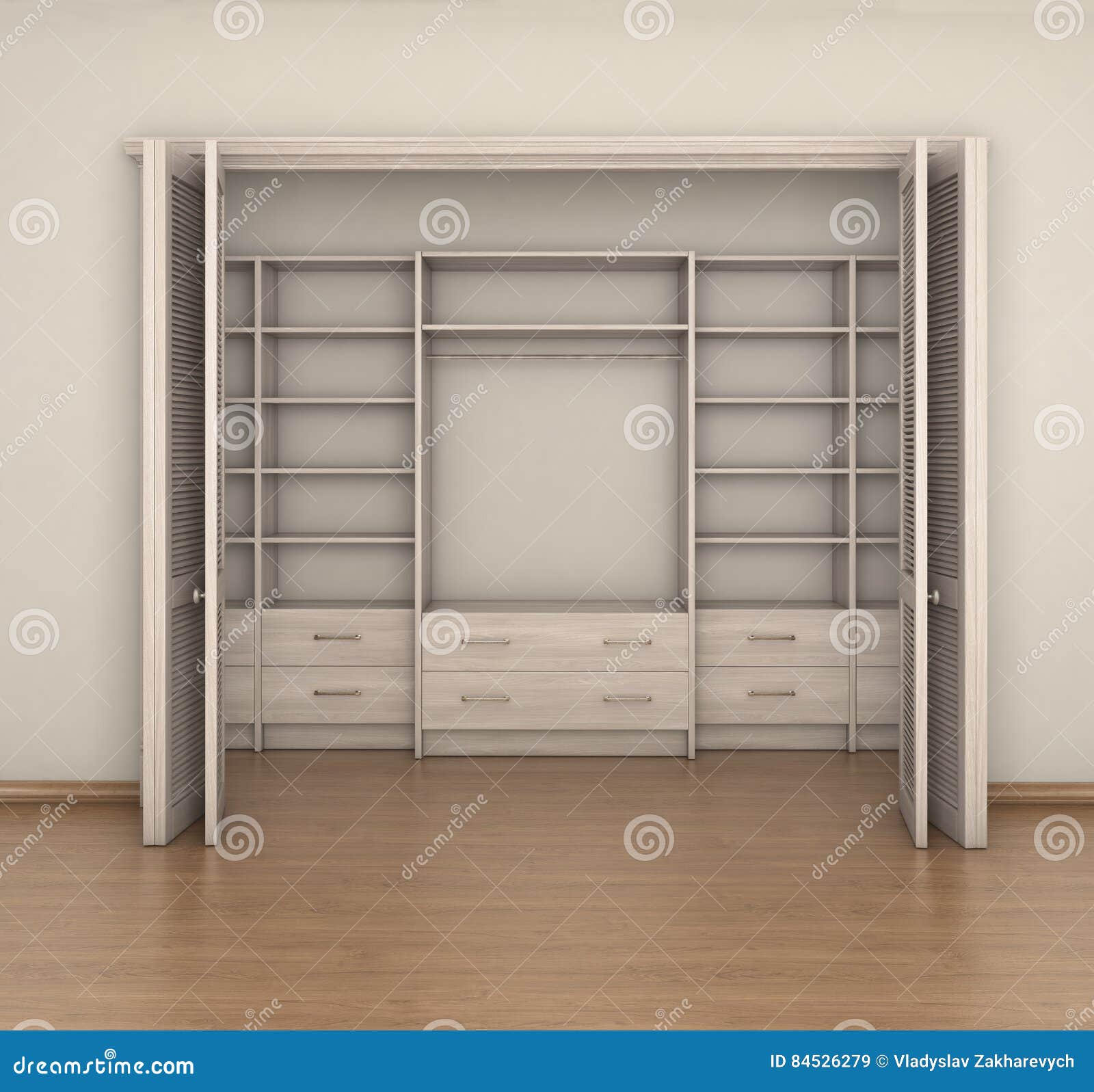 Empty Room Interior and Empty Big Closet; Stock Illustration ...