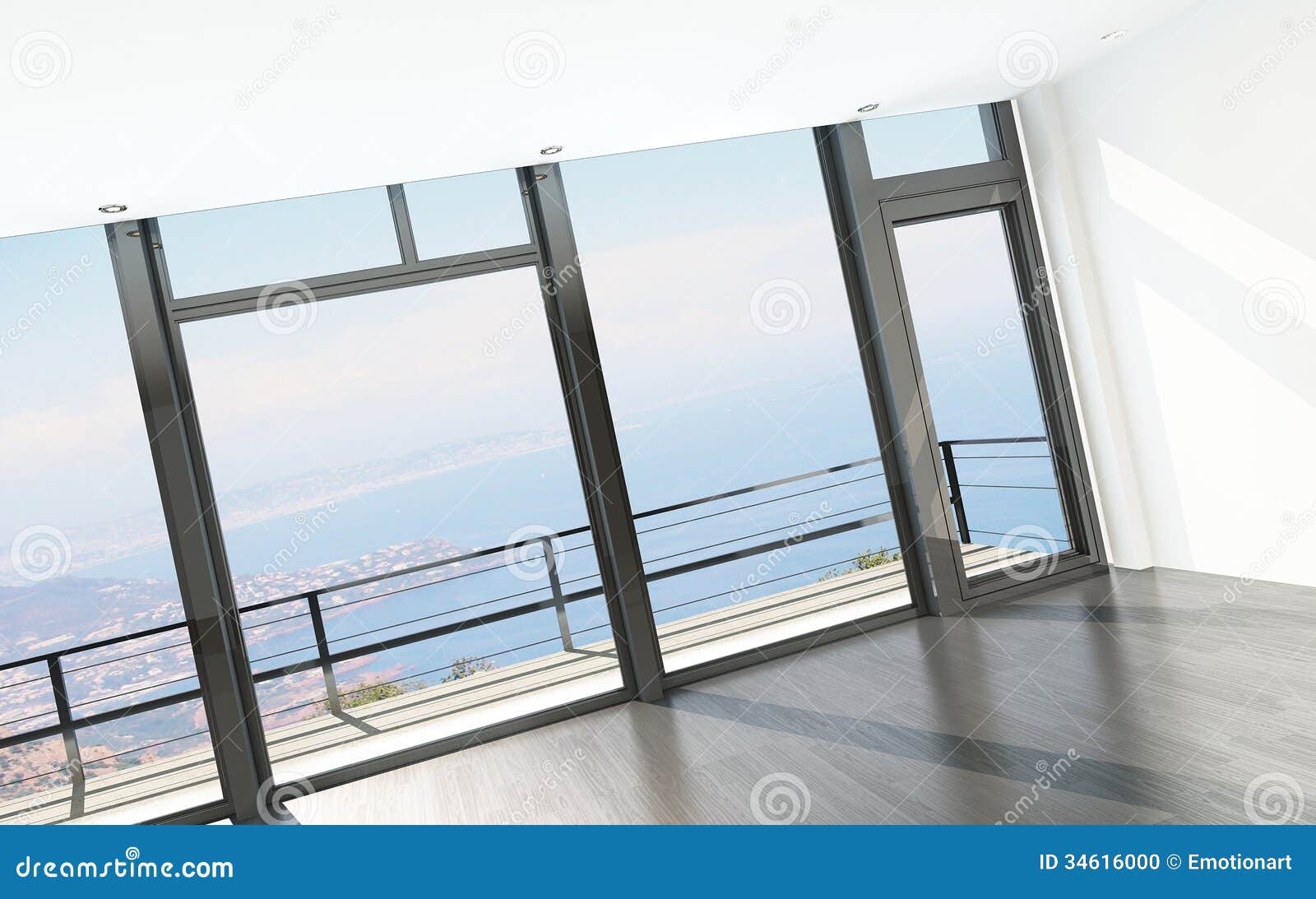 Empty Room Interior with Floor To Ceiling Windows and Scenic View Stock ...