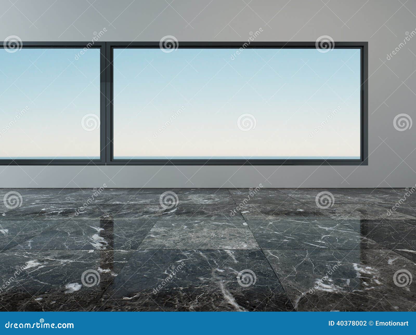 Empty Room Interior with Marble Floor Stock Photo - Image of decor ...