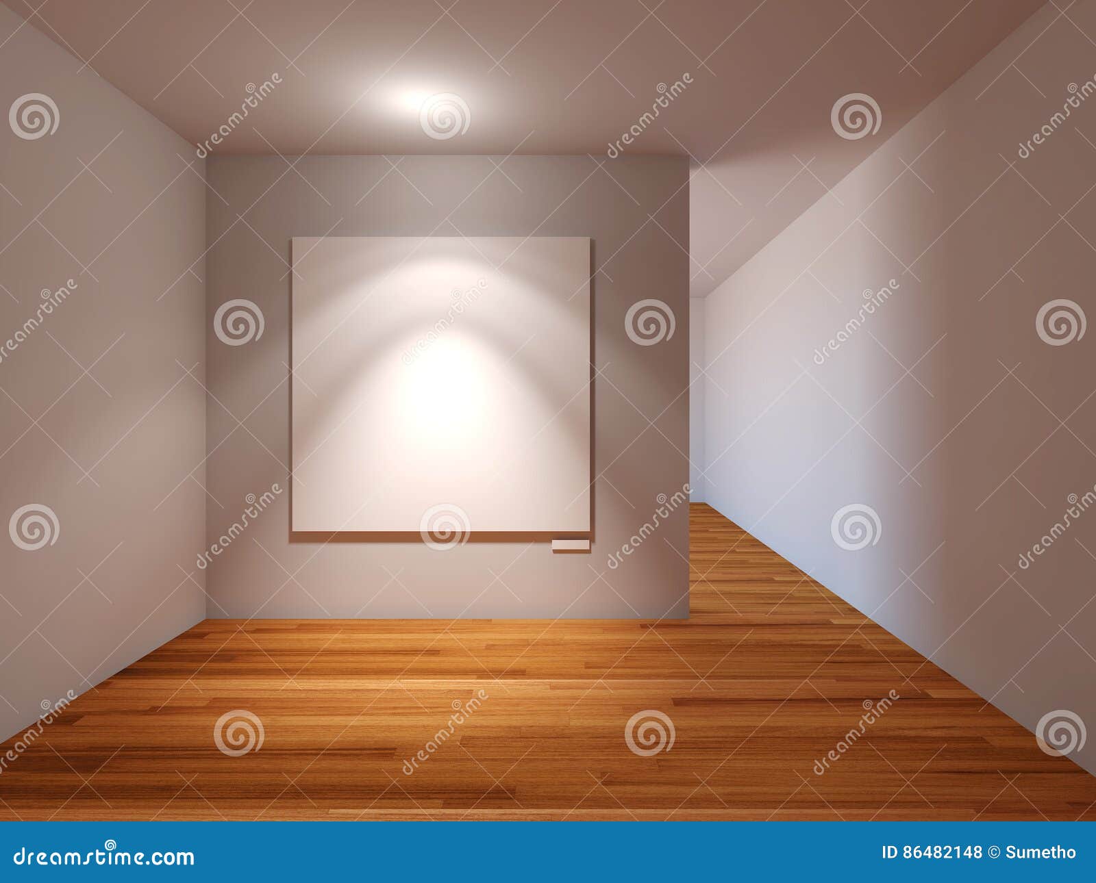 Square Room White Wireframe In Perspective On Blue Background. Hallway ...
