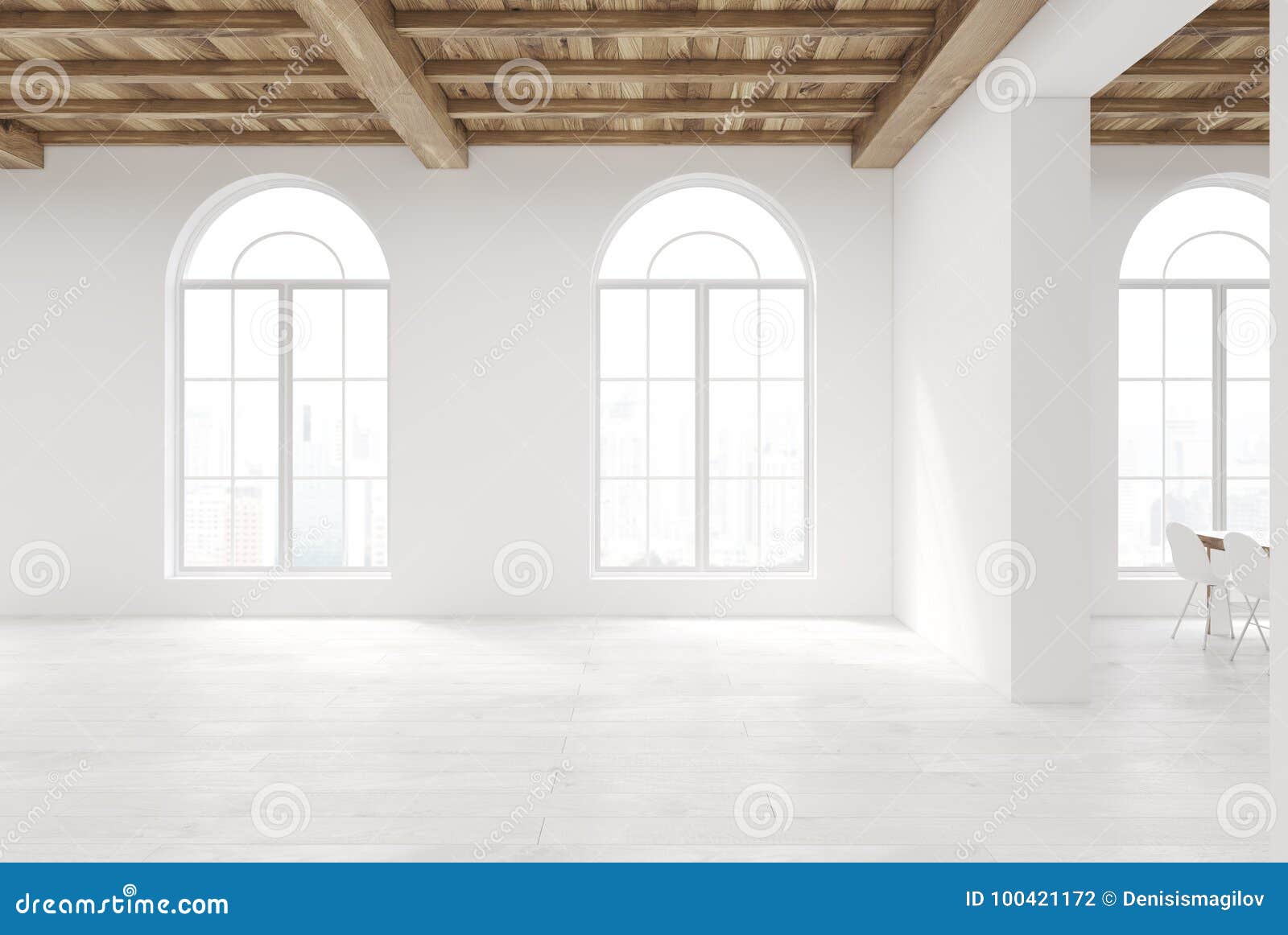 Empty Room With A Big Window And A Stairs Royalty-Free Stock Image ...
