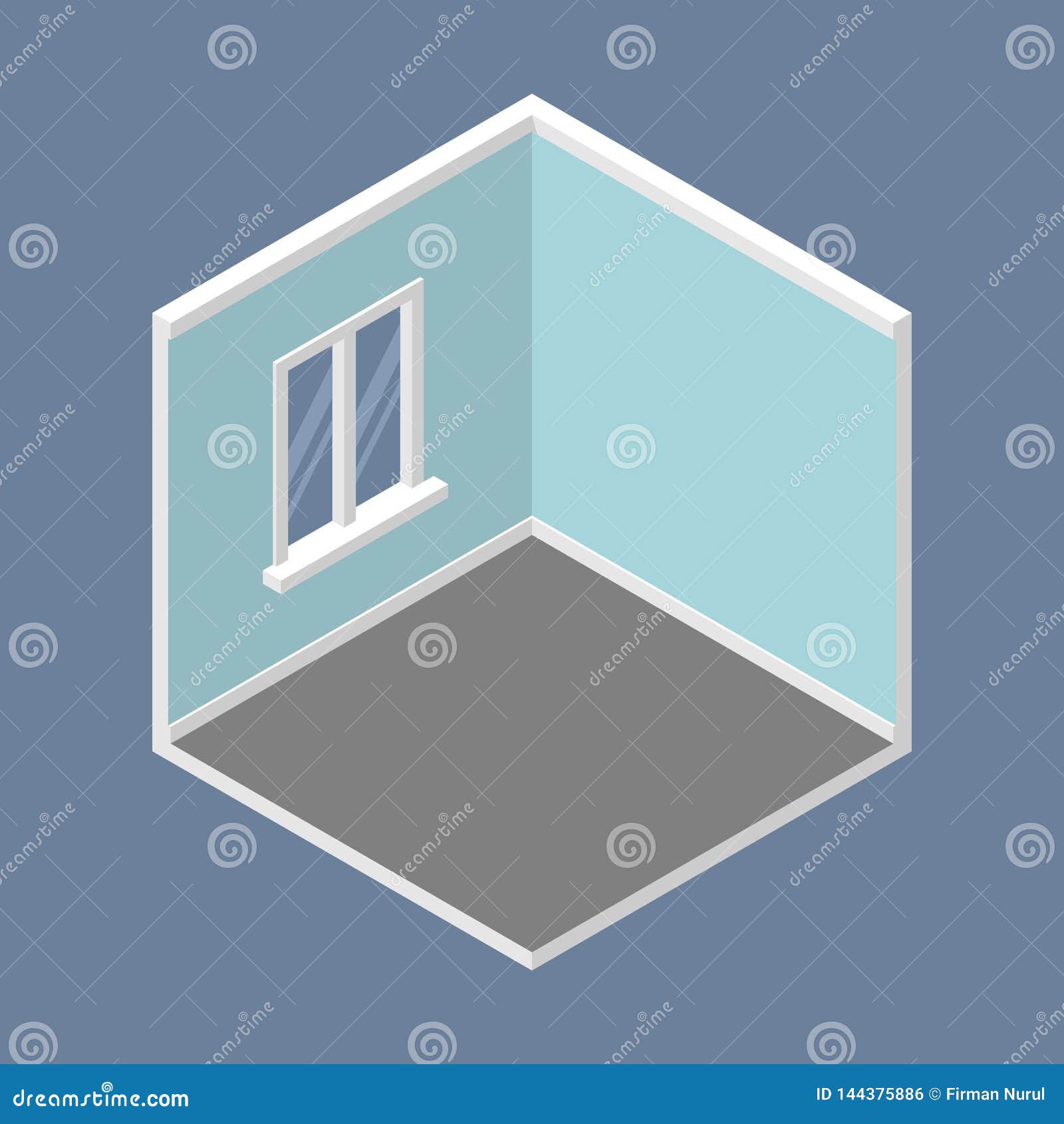 Empty Room Isometric Flat Design Vector Stock Vector - Illustration of ...