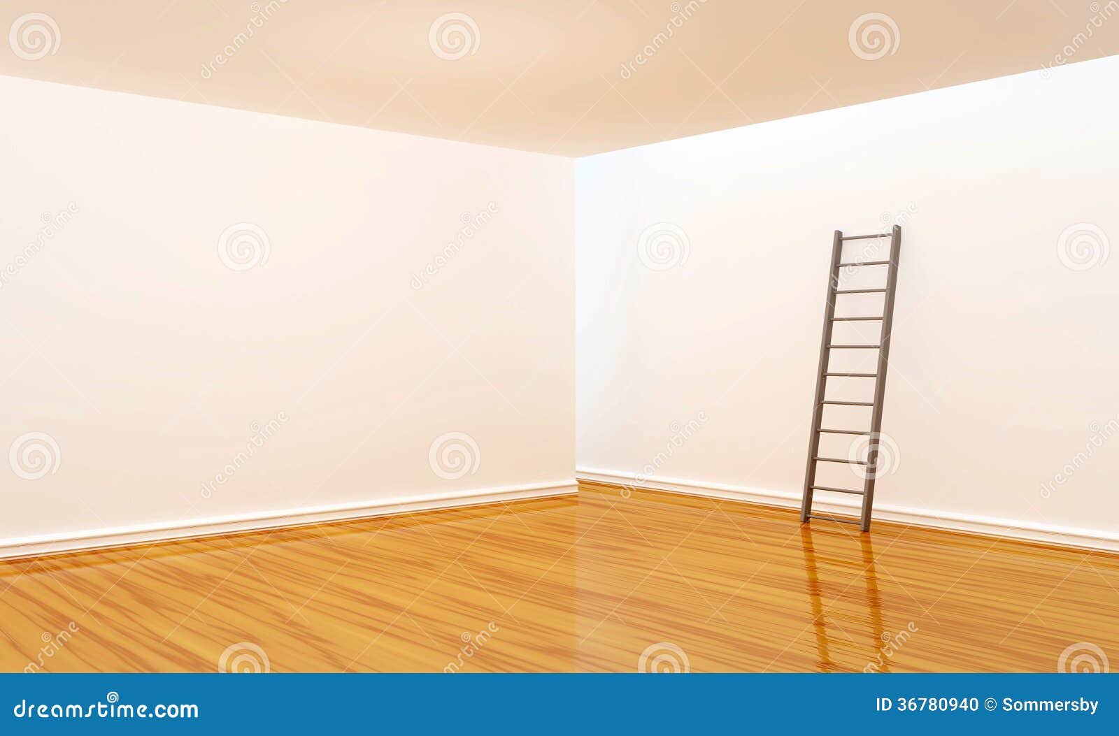 Empty room with ladder stock illustration. Illustration of ceiling ...