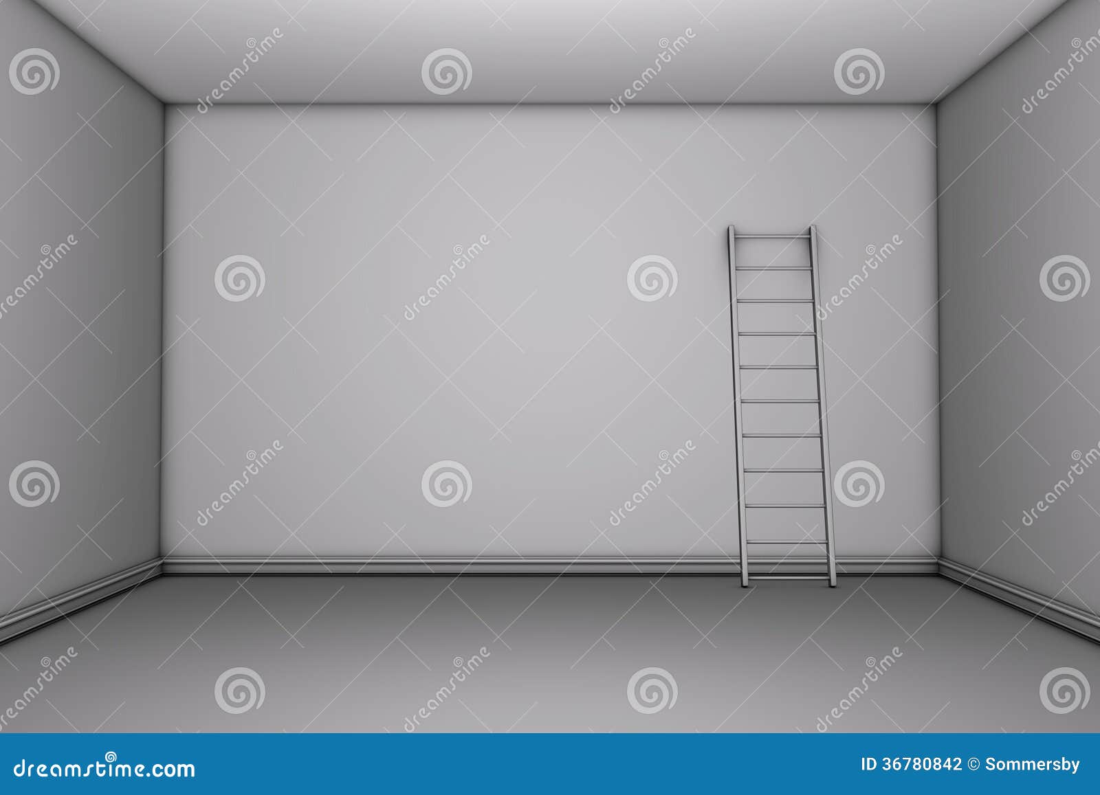 Empty room with ladder stock illustration. Illustration of barrier ...