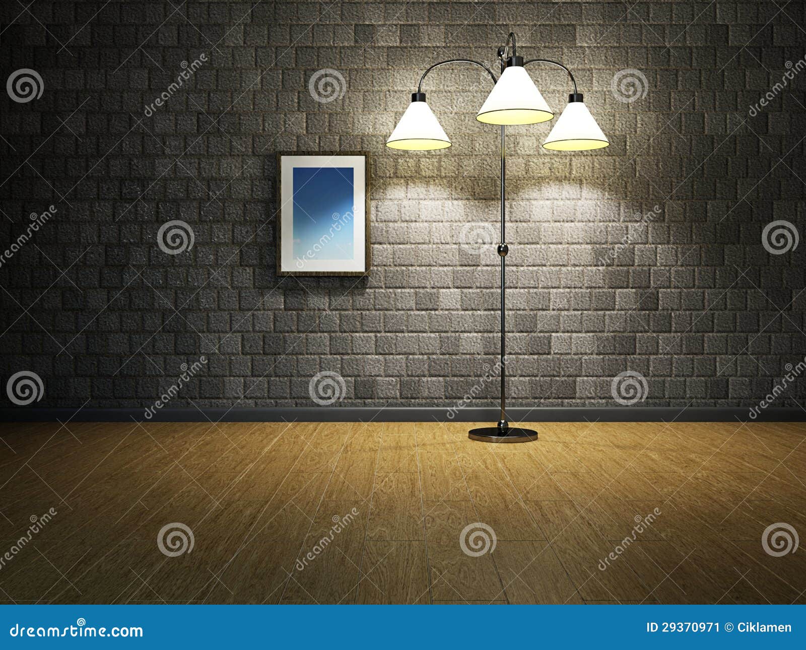 Empty room with lamp stock illustration. Illustration of light - 29370971