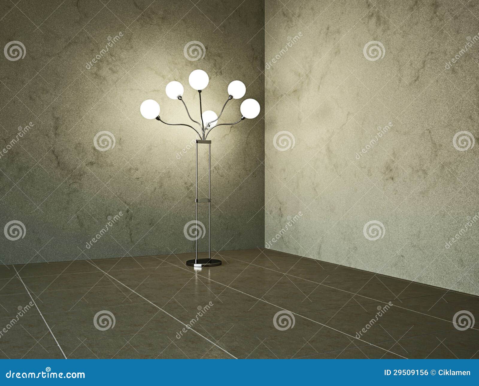 Empty room with lamp stock illustration. Illustration of apartment ...