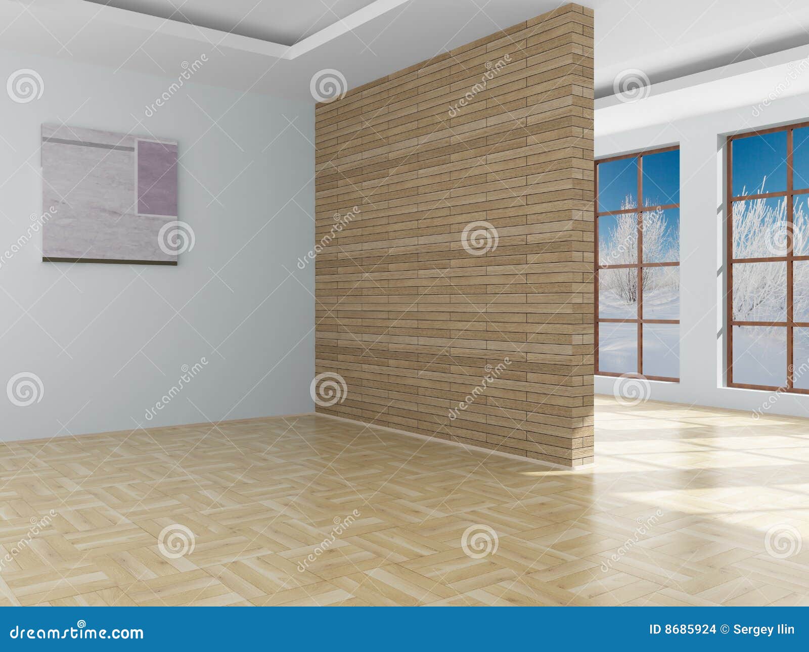 Empty Room. Landscape Behind the Open Window Stock Illustration ...