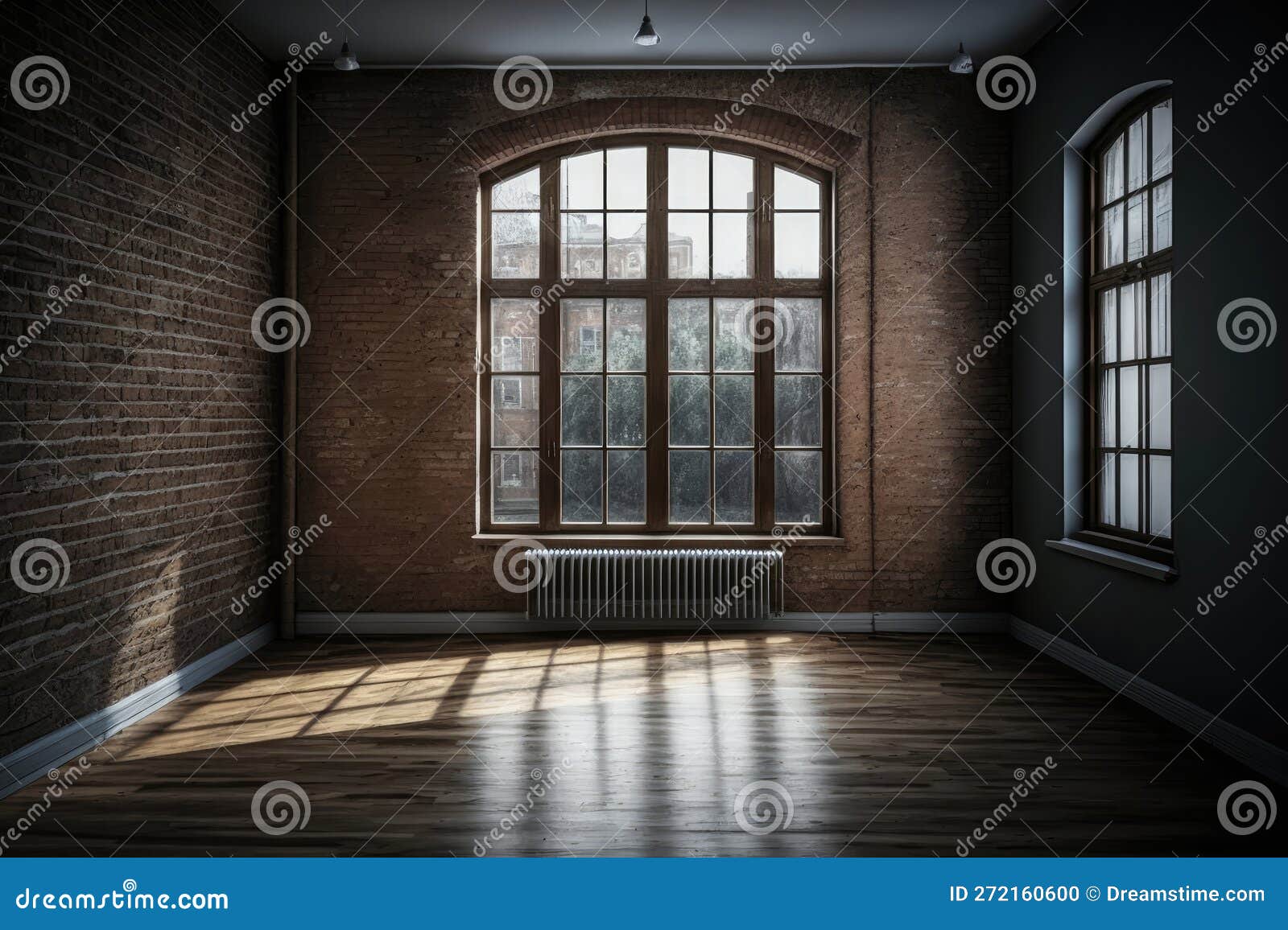 An Empty Room with a Large Loft-style Window. Illustration AI ...