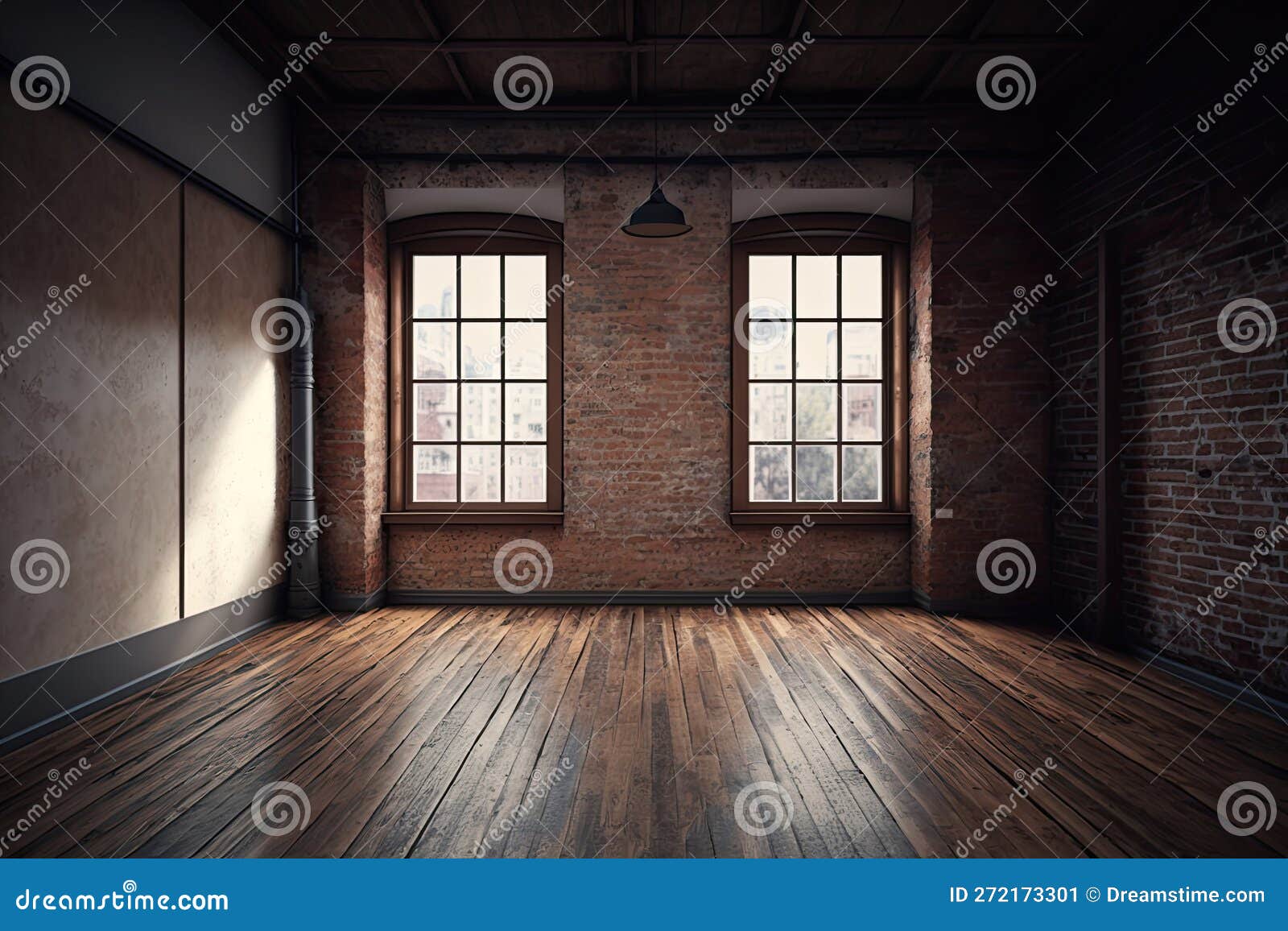 An Empty Room with a Large Loft-style Window. Illustration AI ...