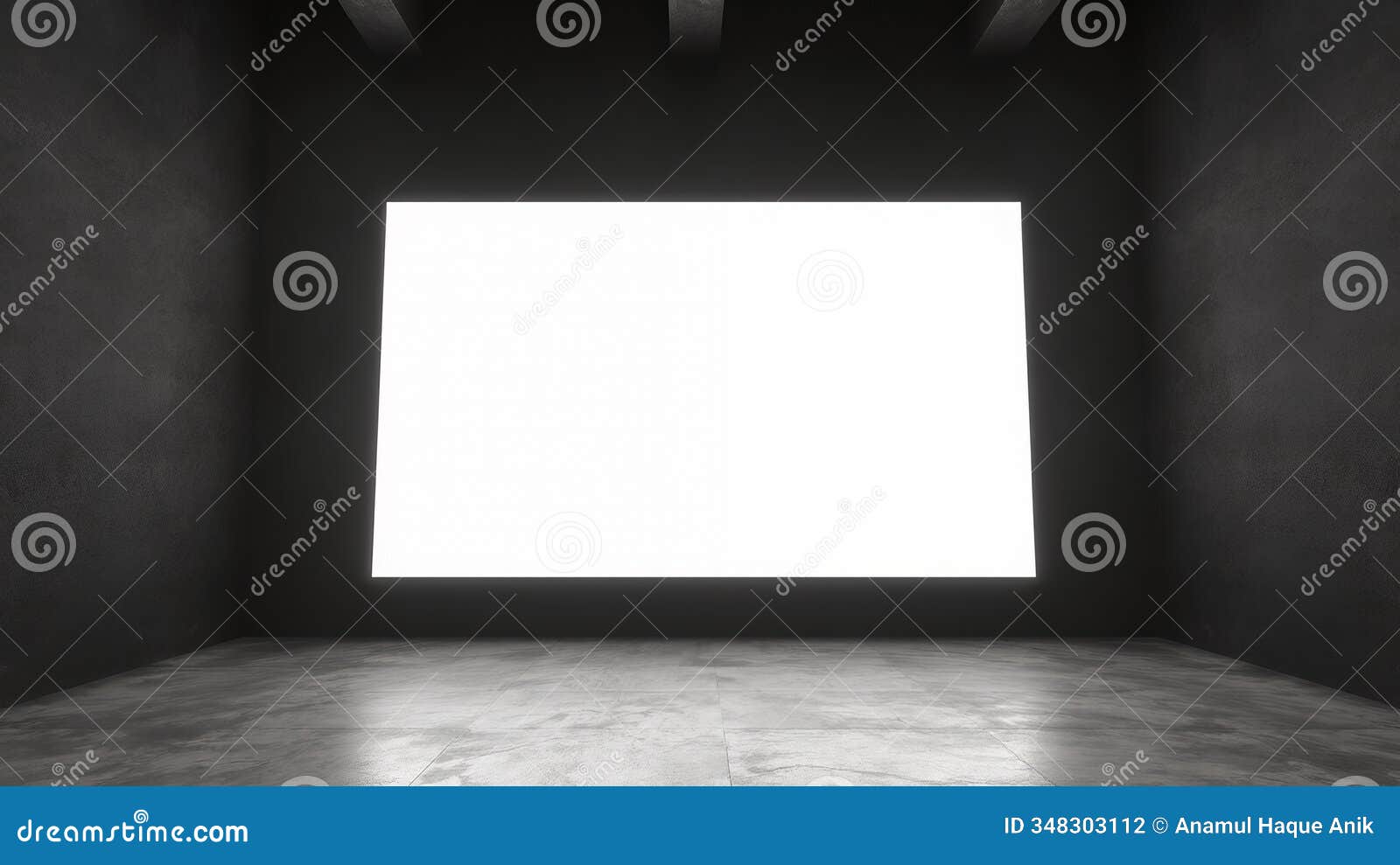 Empty Room with a Large White Screen Stock Illustration - Illustration ...