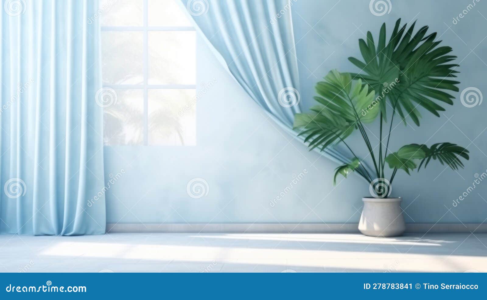 Empty Room on Light Blue with Texture Wall Background. Composition with ...