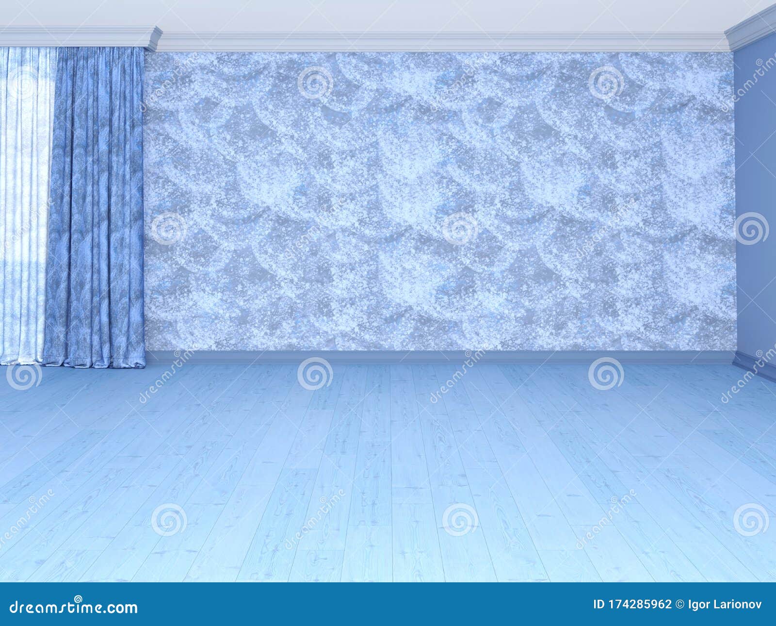 Empty Room in Light Blue Tones. 3d Rendering Stock Illustration ...