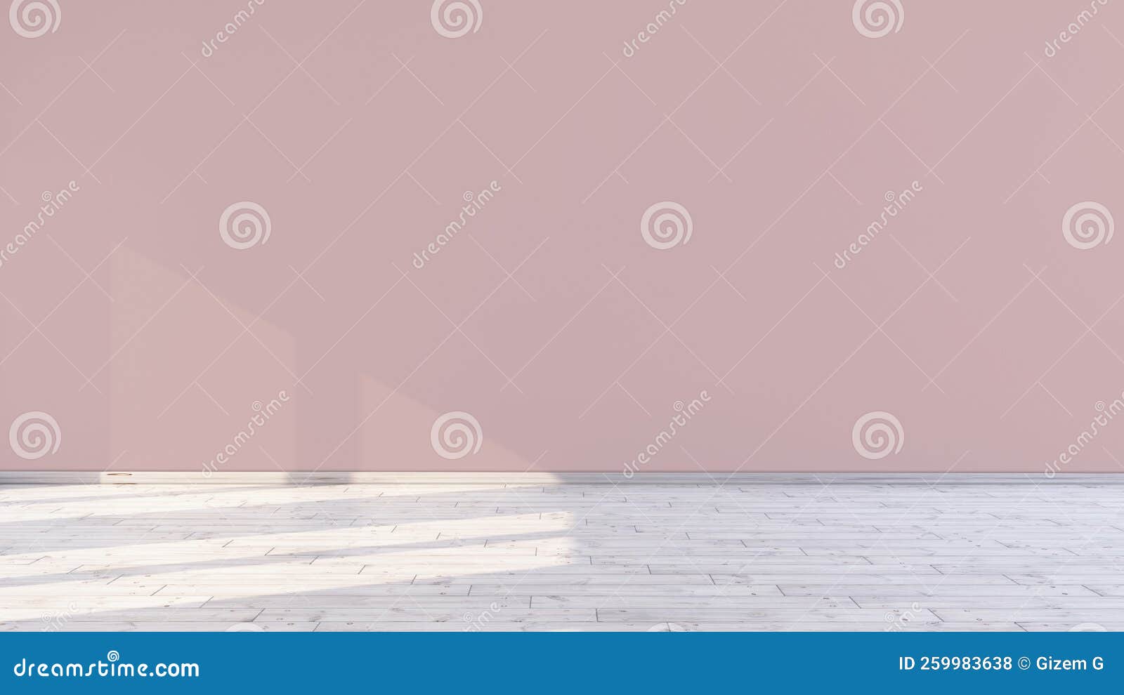 Empty Room with Light Pink Empty Wall and Sunlight through Window in a ...