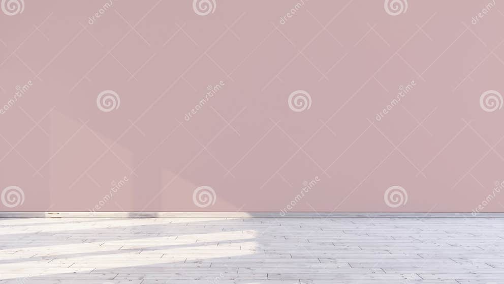 Empty Room with Light Pink Empty Wall and Sunlight through Window in a ...