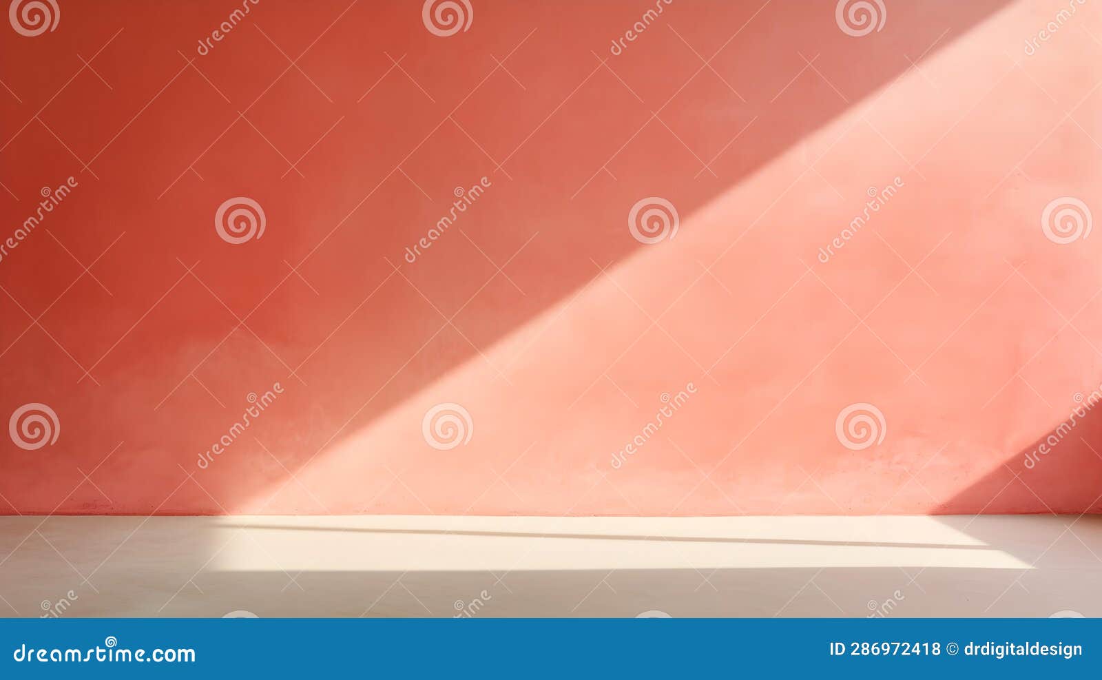 Empty Room in Light Red Colors with Shadows on the Wall. Elegant Studio ...