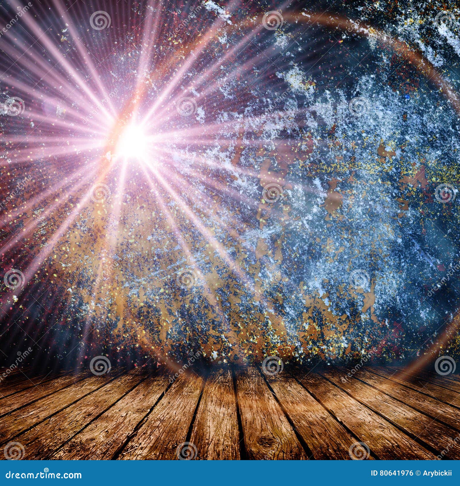 Empty Room with Light Star and Light Rays. Stock Photo - Image of ...