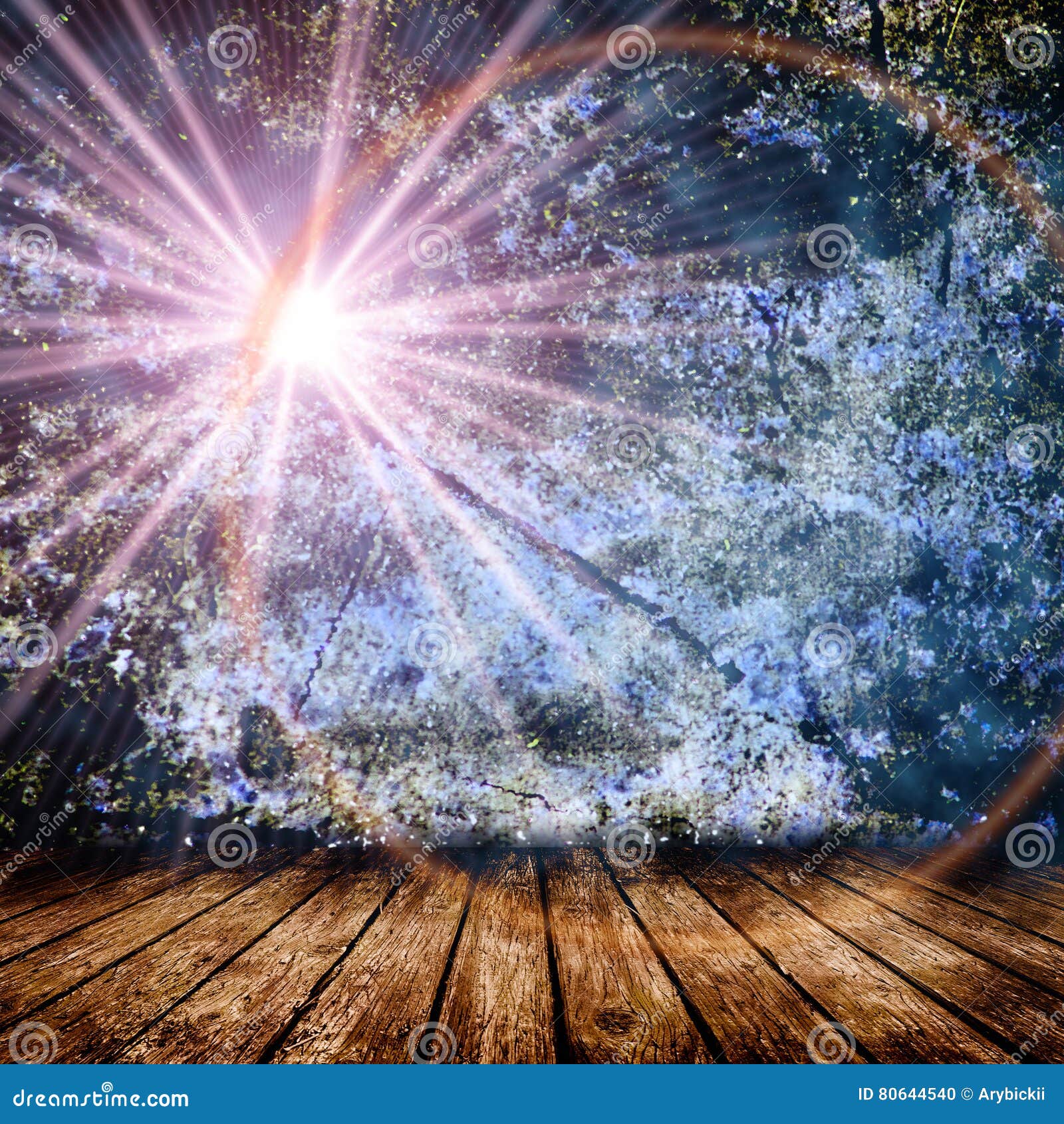 Empty Room with Light Star and Light Rays. Stock Photo - Image of ...