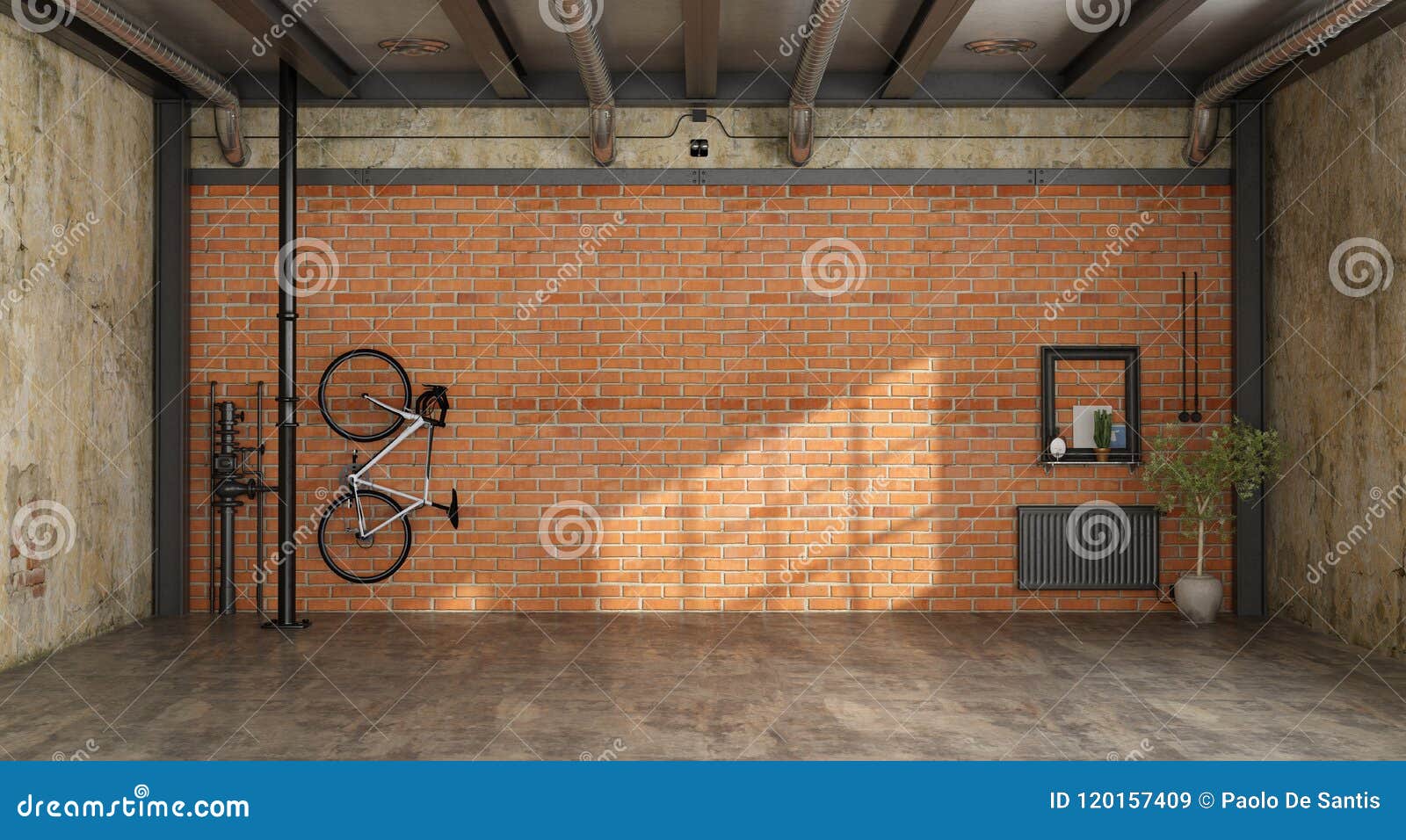 Empty room in a loft stock illustration. Illustration of objects ...