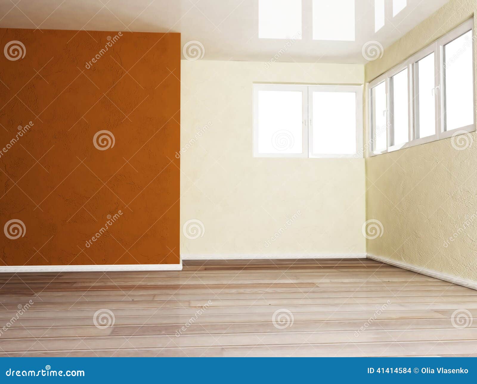 Empty Room with Many Windows Stock Illustration - Illustration of large ...