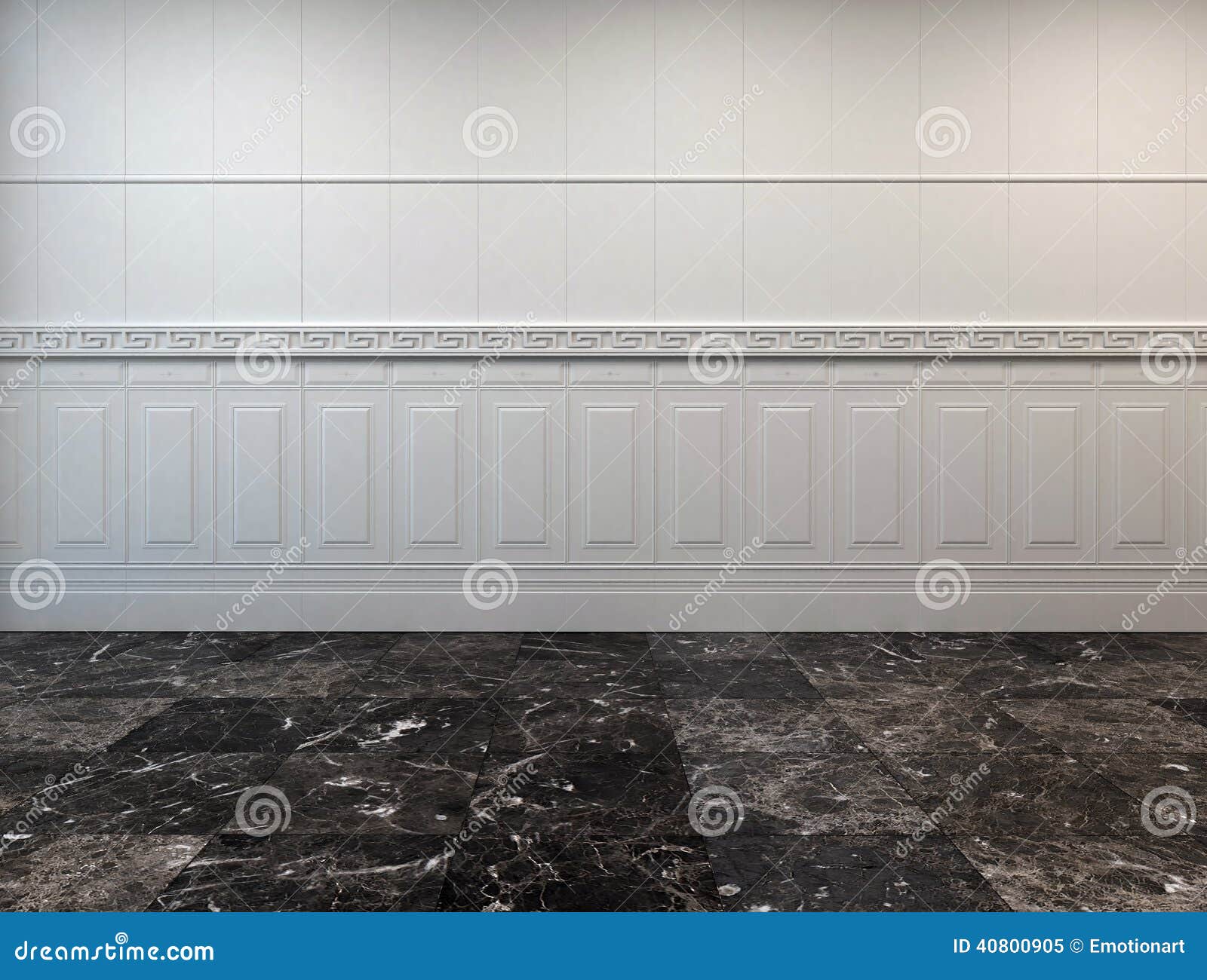 Empty Room with a Marble Floor and Paneling Stock Illustration ...