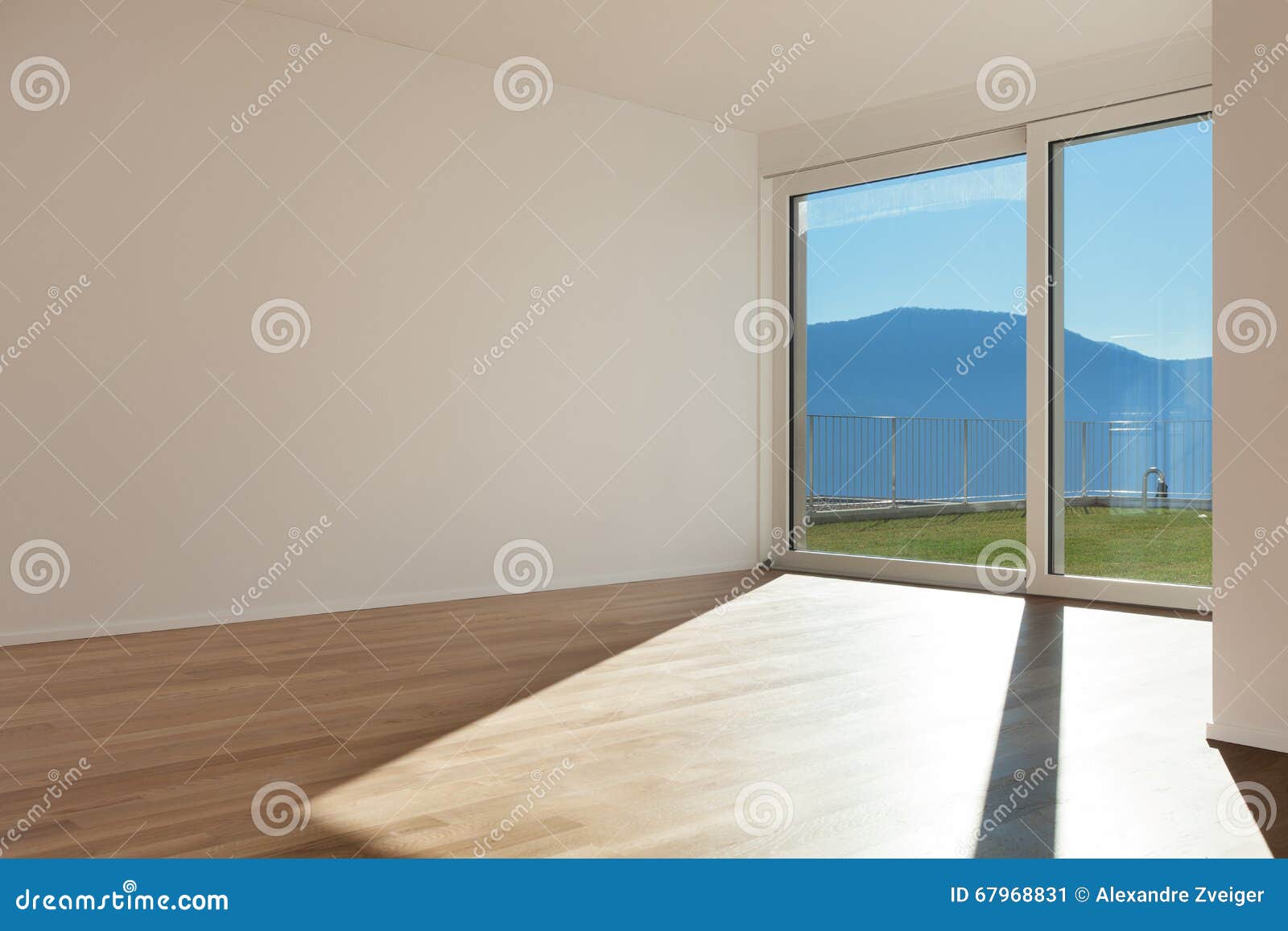Empty Room of a Modern Apartment Stock Image - Image of balcony, light ...