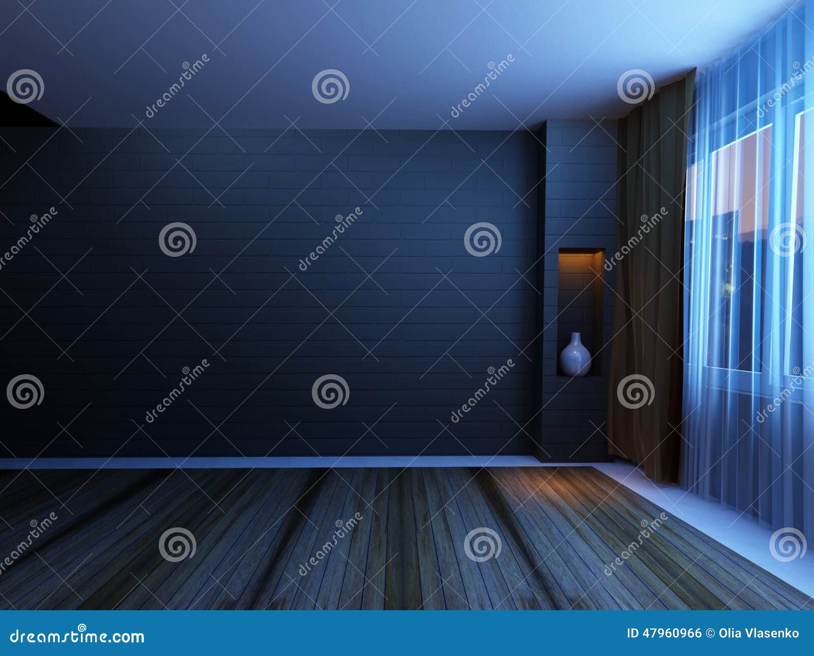 Empty room in the night stock illustration. Illustration of residential ...