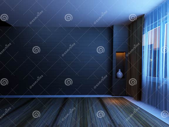 Empty room in the night stock illustration. Illustration of residential ...